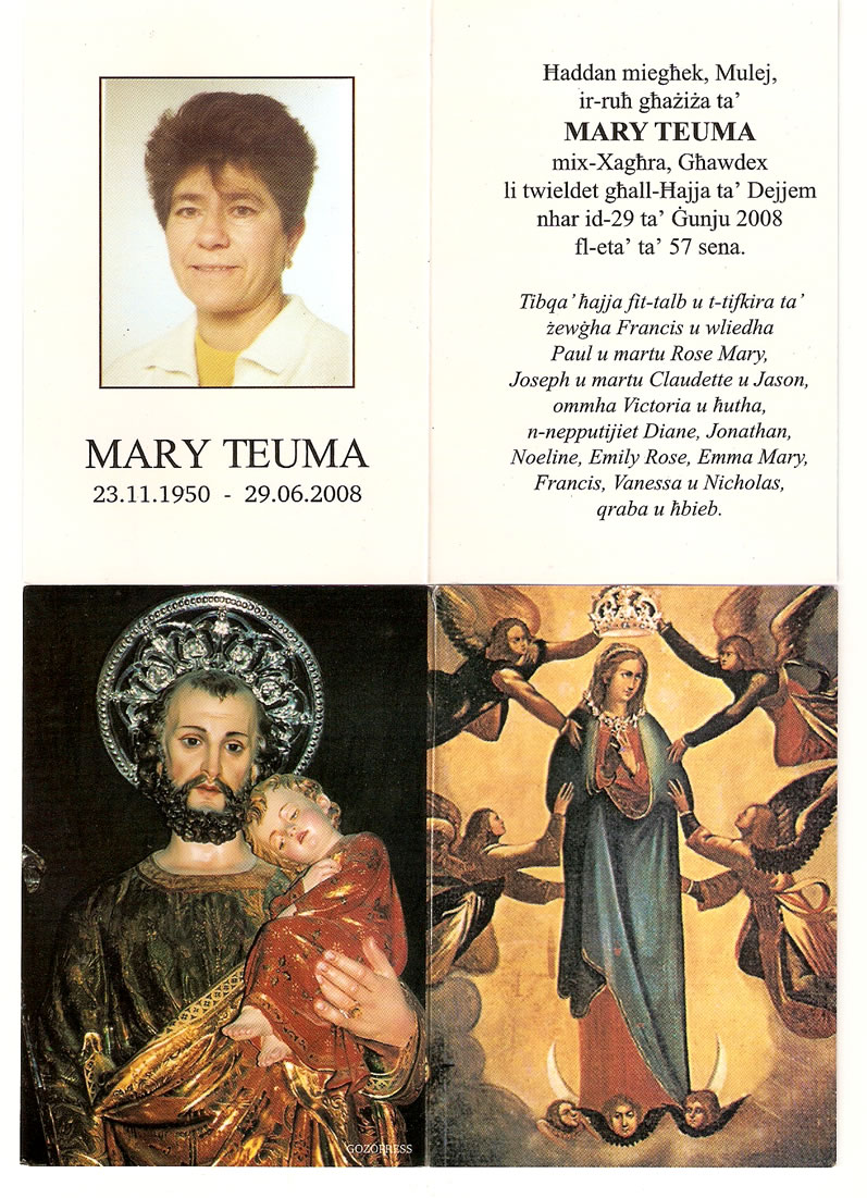 Obituaries – Xaghra Parish – Office Website